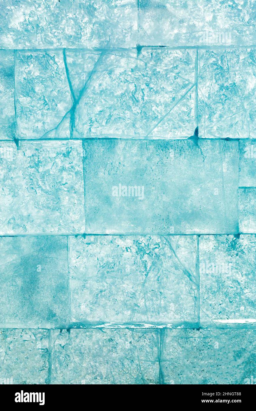 Ice block wall as texture or background. Cold frost transparent bricks ...