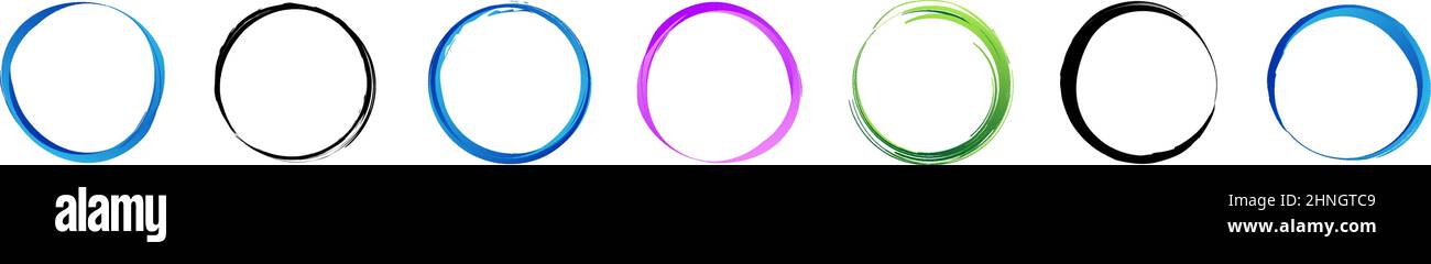 Grungy, grunge circle brushstroke with sketchy freehand paint, dye ...