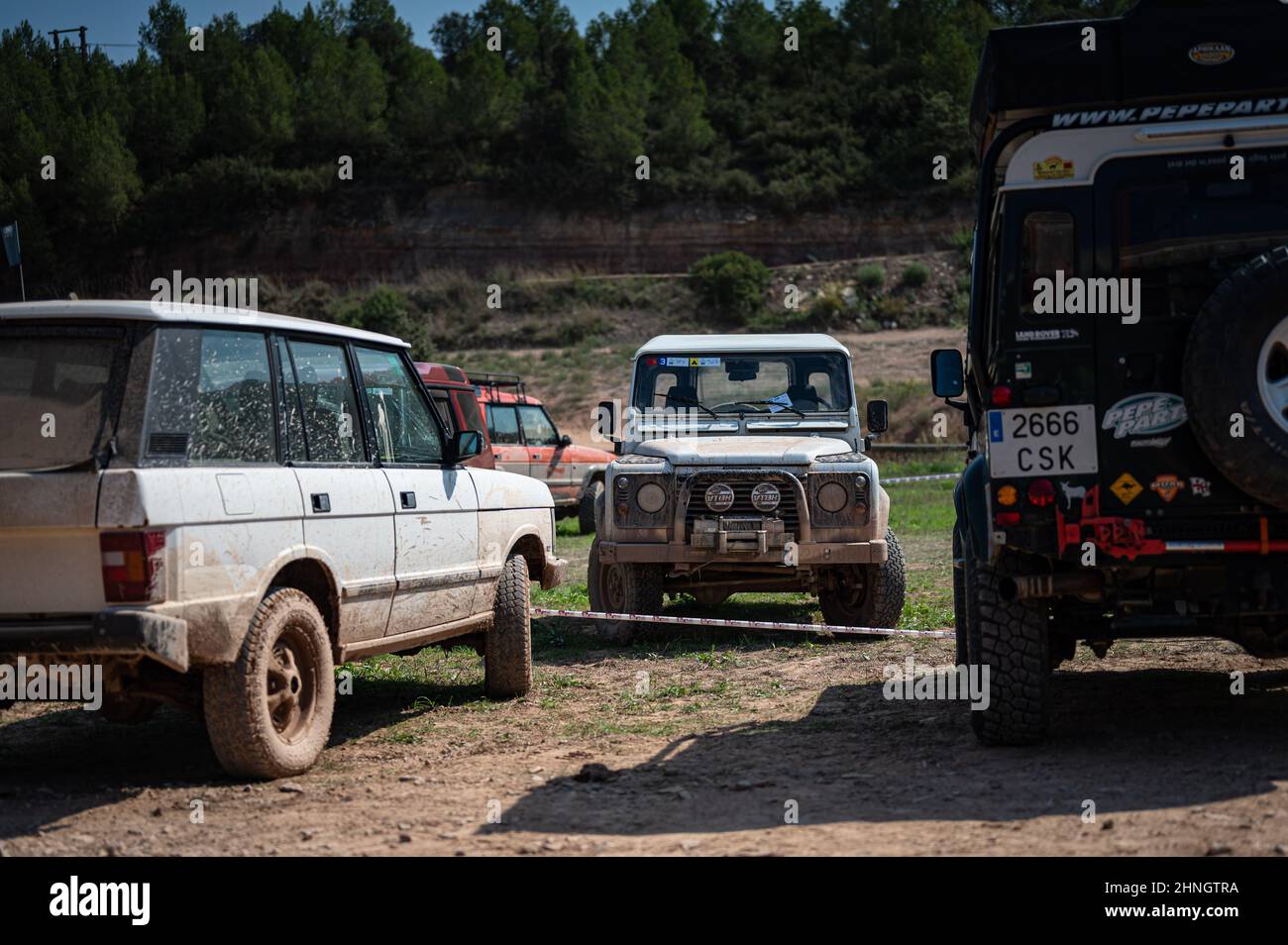 Land Rover Defender in the field Stock Photo - Alamy