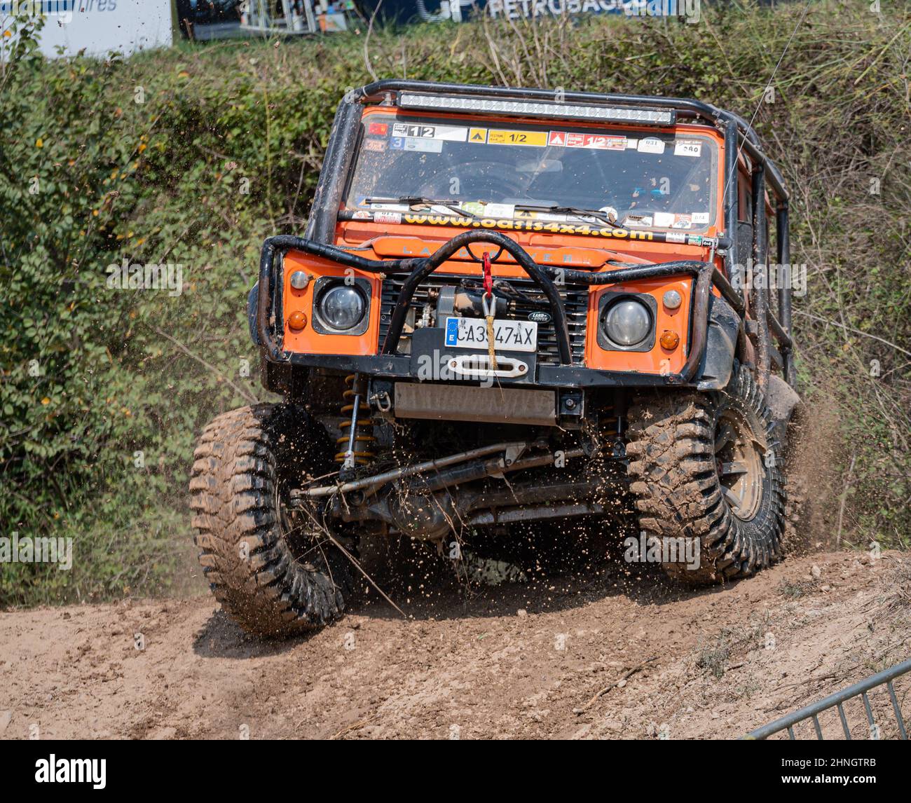 Modified Land Rover Defender crawler in the field Stock Photo - Alamy