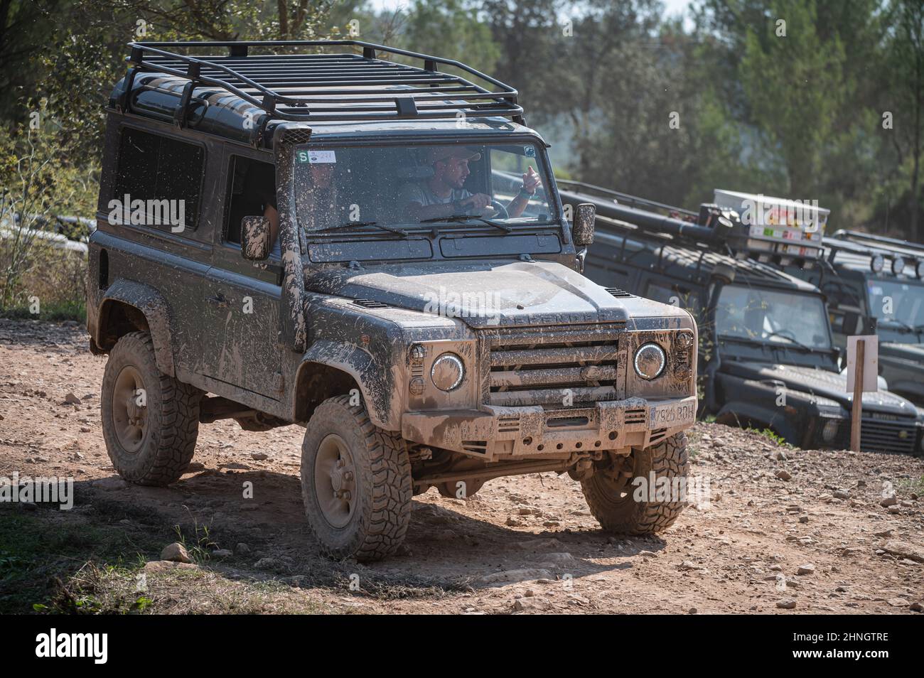 Land Rover Defender in the field Stock Photo - Alamy