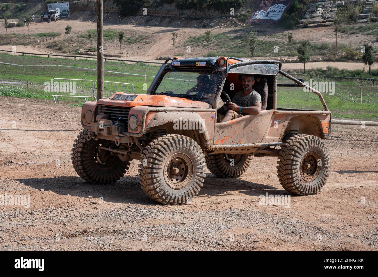 Modified Land Rover Defender crawler in the field Stock Photo - Alamy