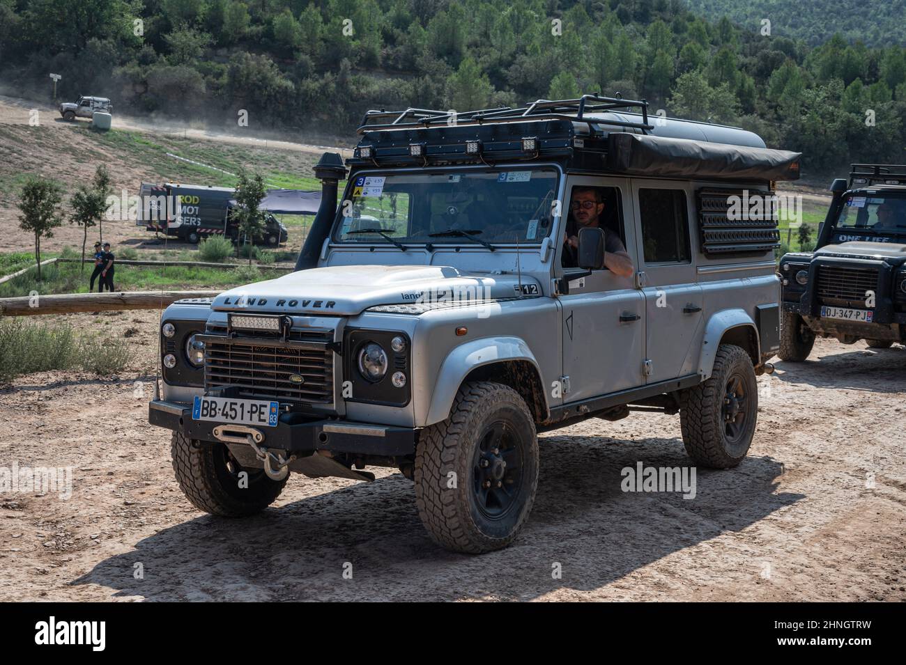 Land Rover Defender in the field Stock Photo - Alamy