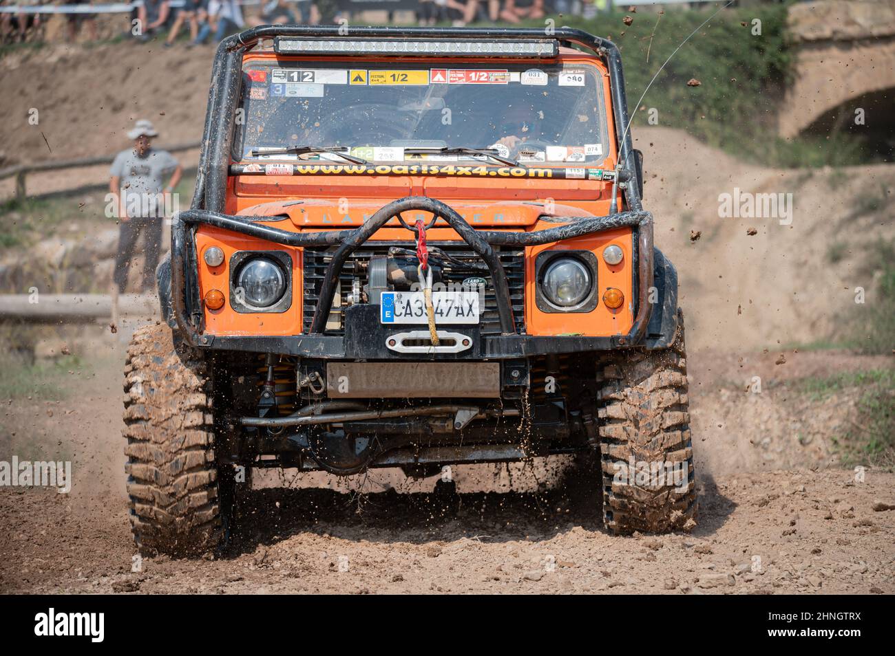 Modified Land Rover Defender crawler in the field Stock Photo - Alamy