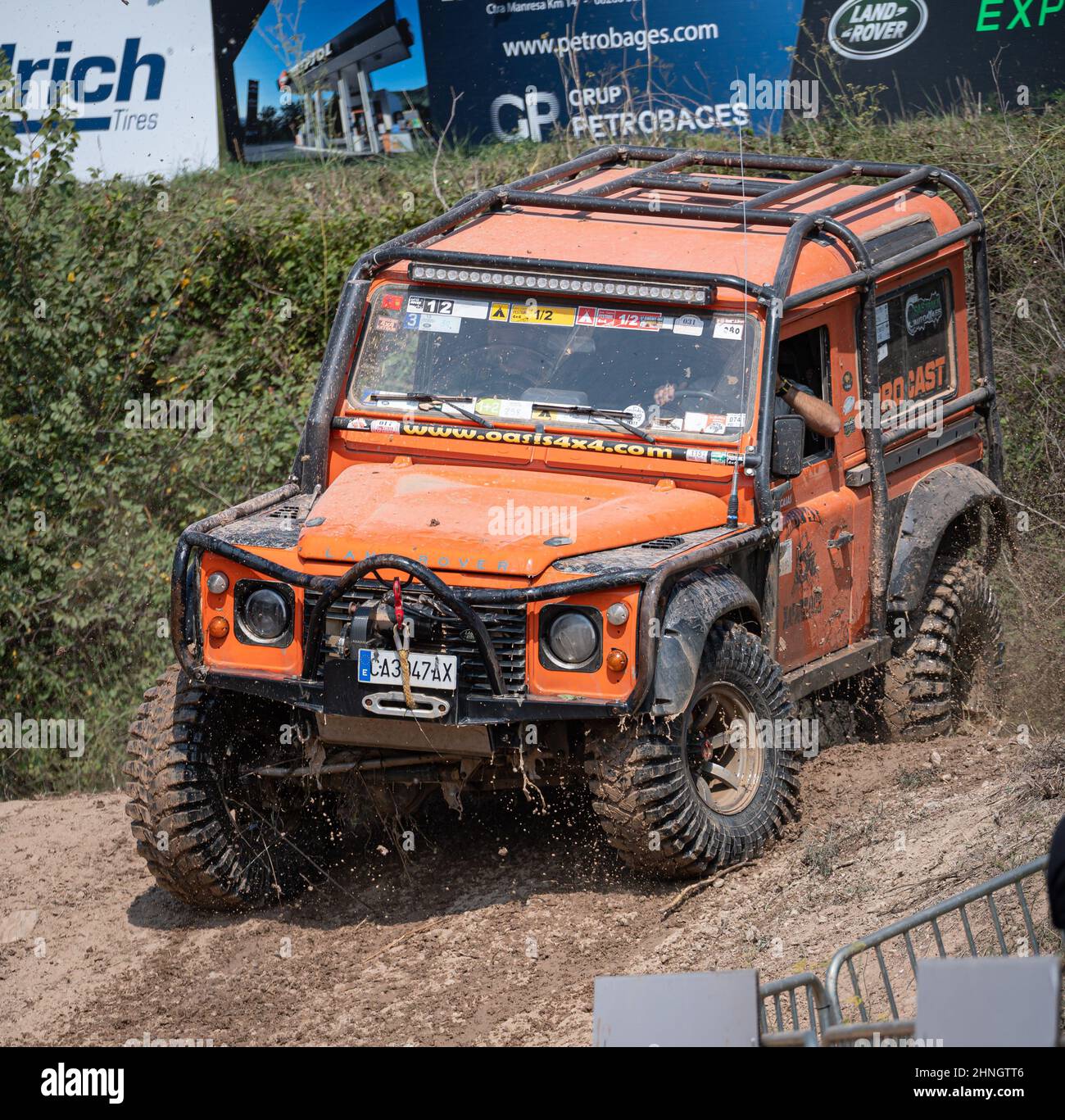 Modified Land Rover Defender crawler in the field Stock Photo - Alamy