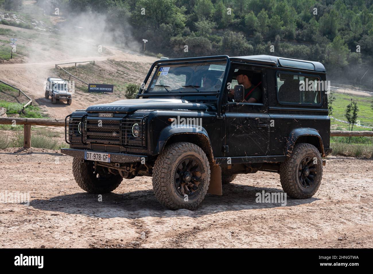 Land Rover Defender in the field Stock Photo - Alamy