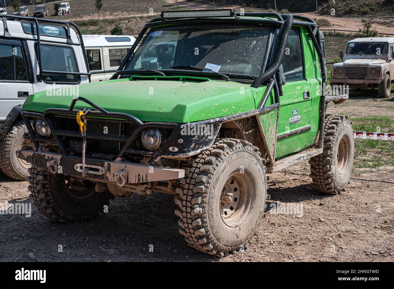 Spain, August 12, 2021: Green Land Rover Range Rover Classic Bobtail ...