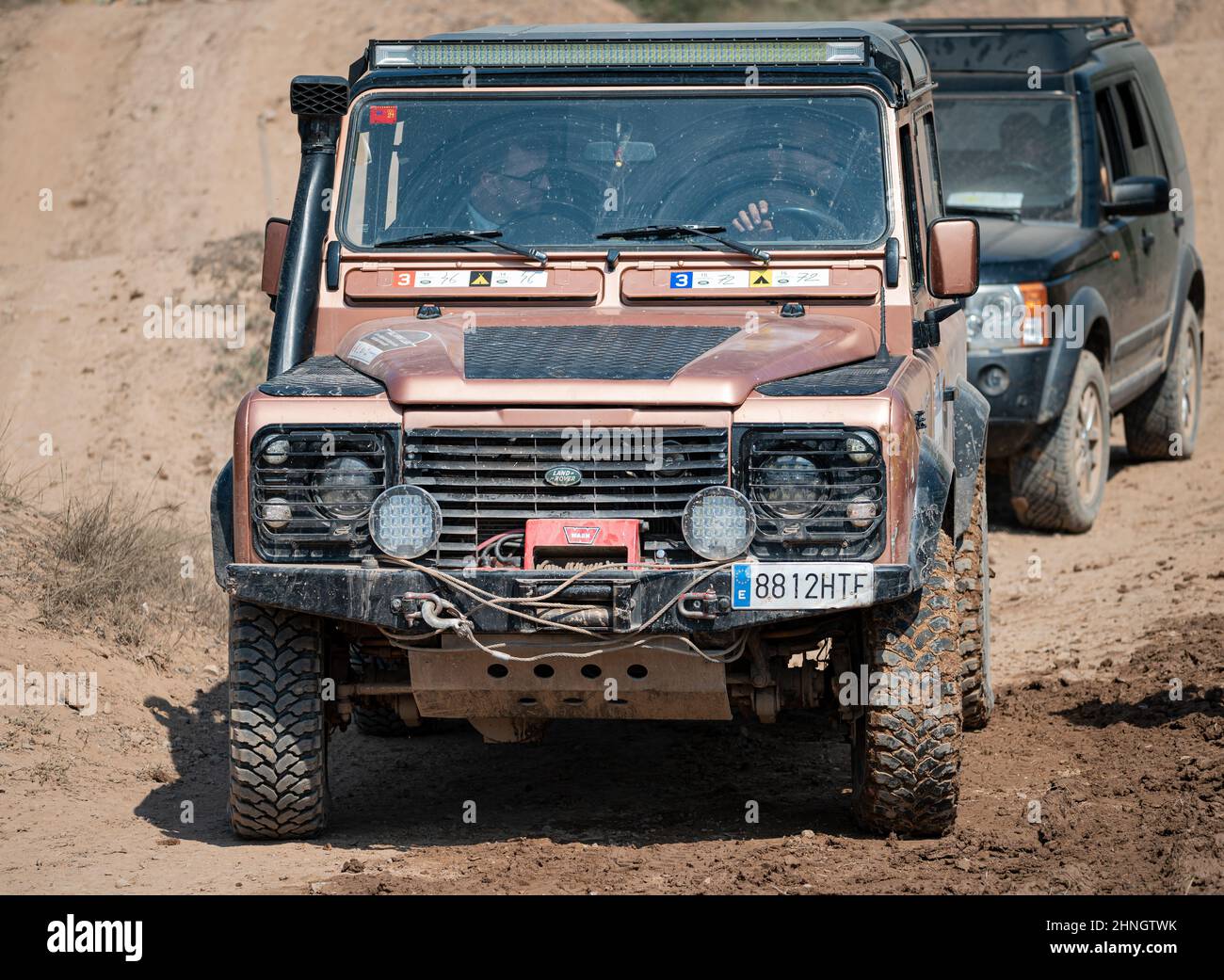 Land Rover Defender in the field Stock Photo - Alamy