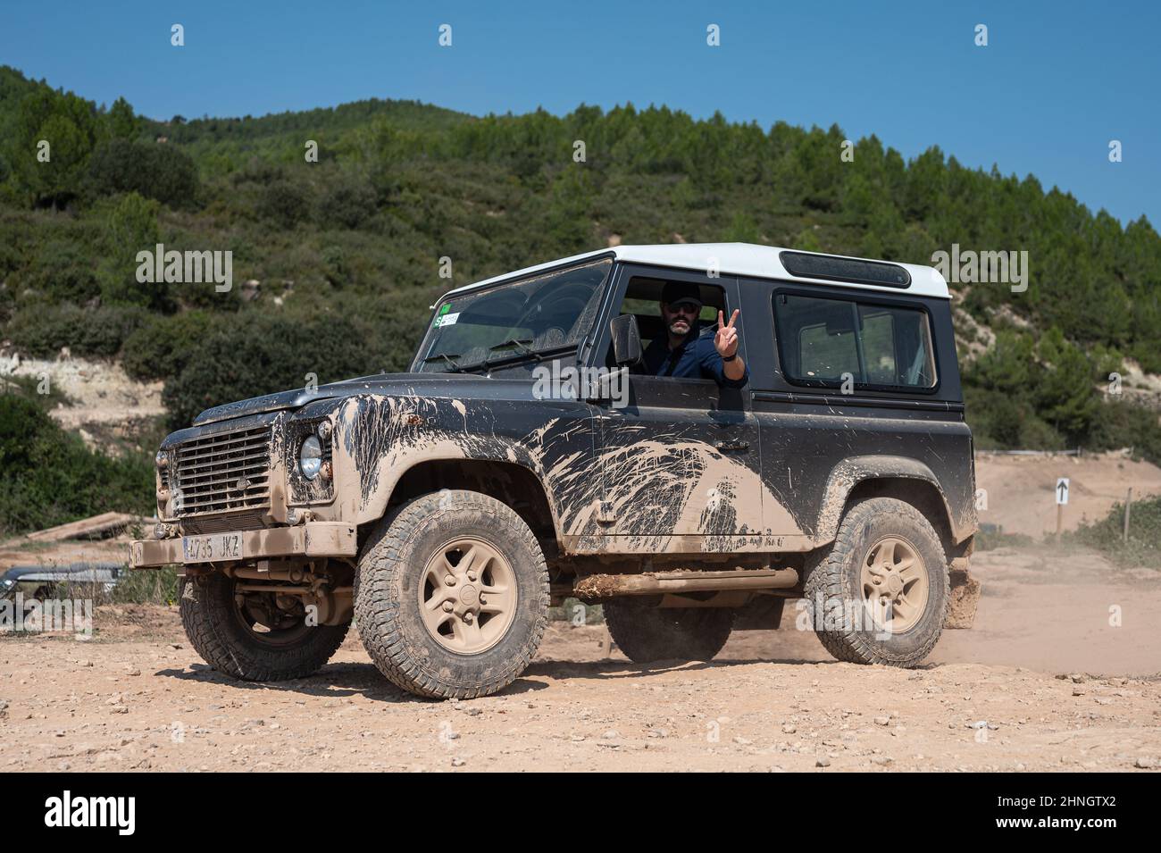 Land Rover Defender in the field Stock Photo - Alamy
