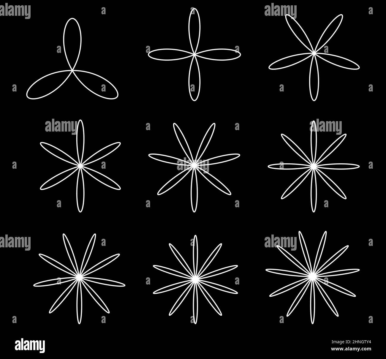 Simple flower shapes, petals silhouette - stock vector illustration ...