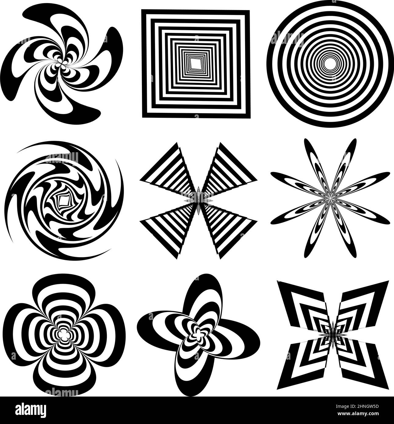 Abstract op-art element(s). Optical, visual art shapes, icons, symbols ...