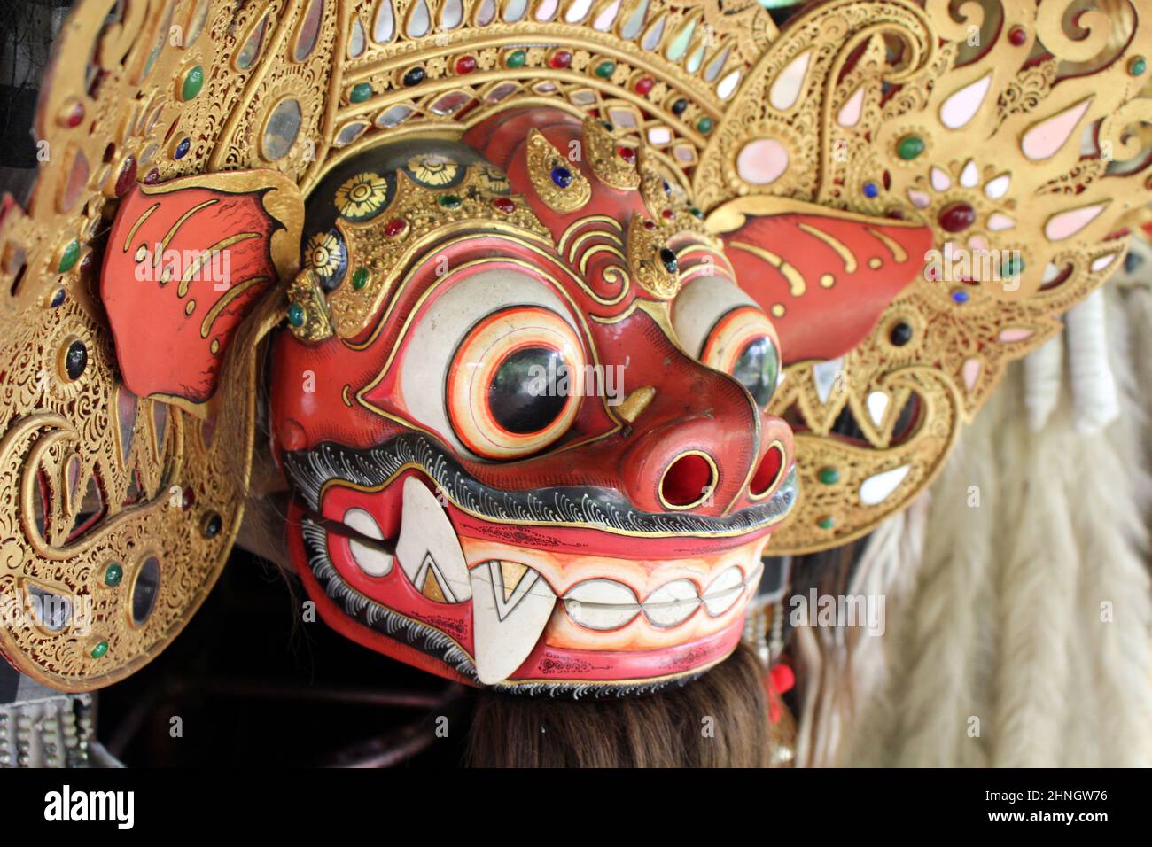 Closeup of balinese barong, a panther like creature in mythology Stock ...
