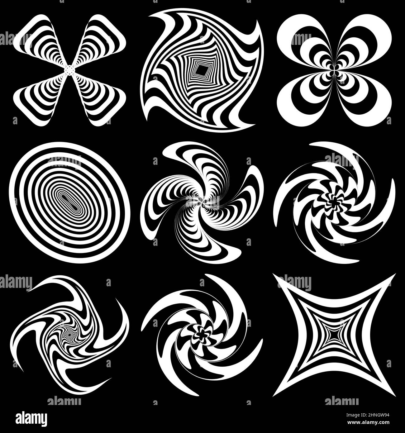 Abstract op-art element(s). Optical, visual art shapes, icons, symbols ...