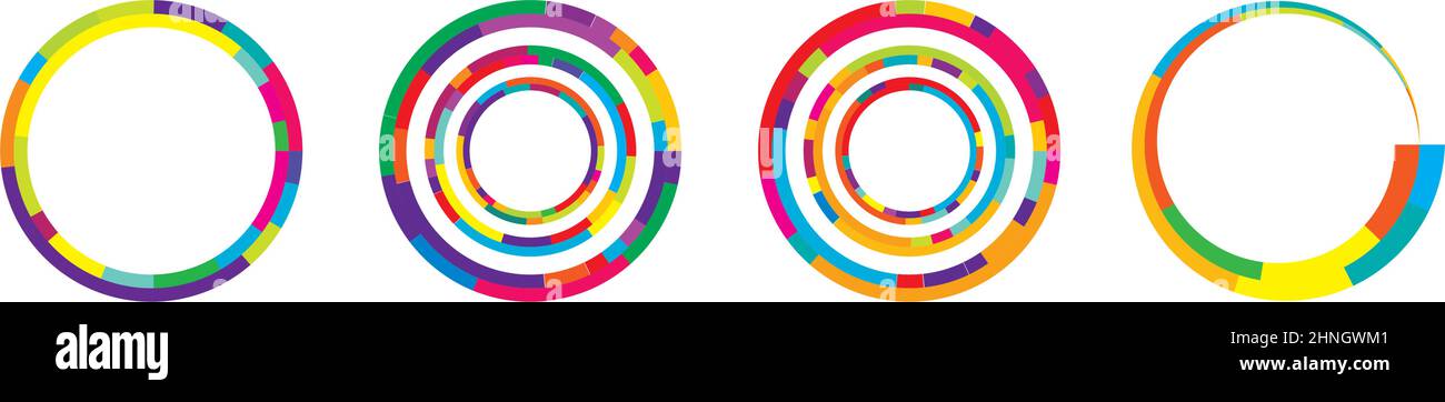 Set of abstract circle graphic. Geometric circle, ring design element ...