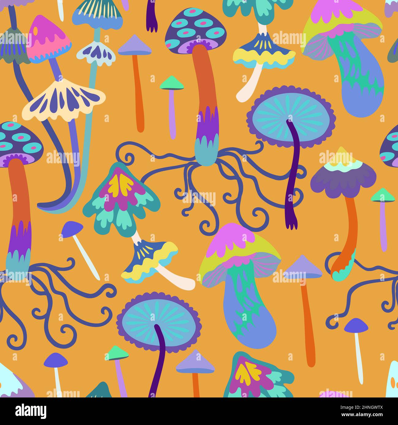 Trippy Colorful Mushrooms