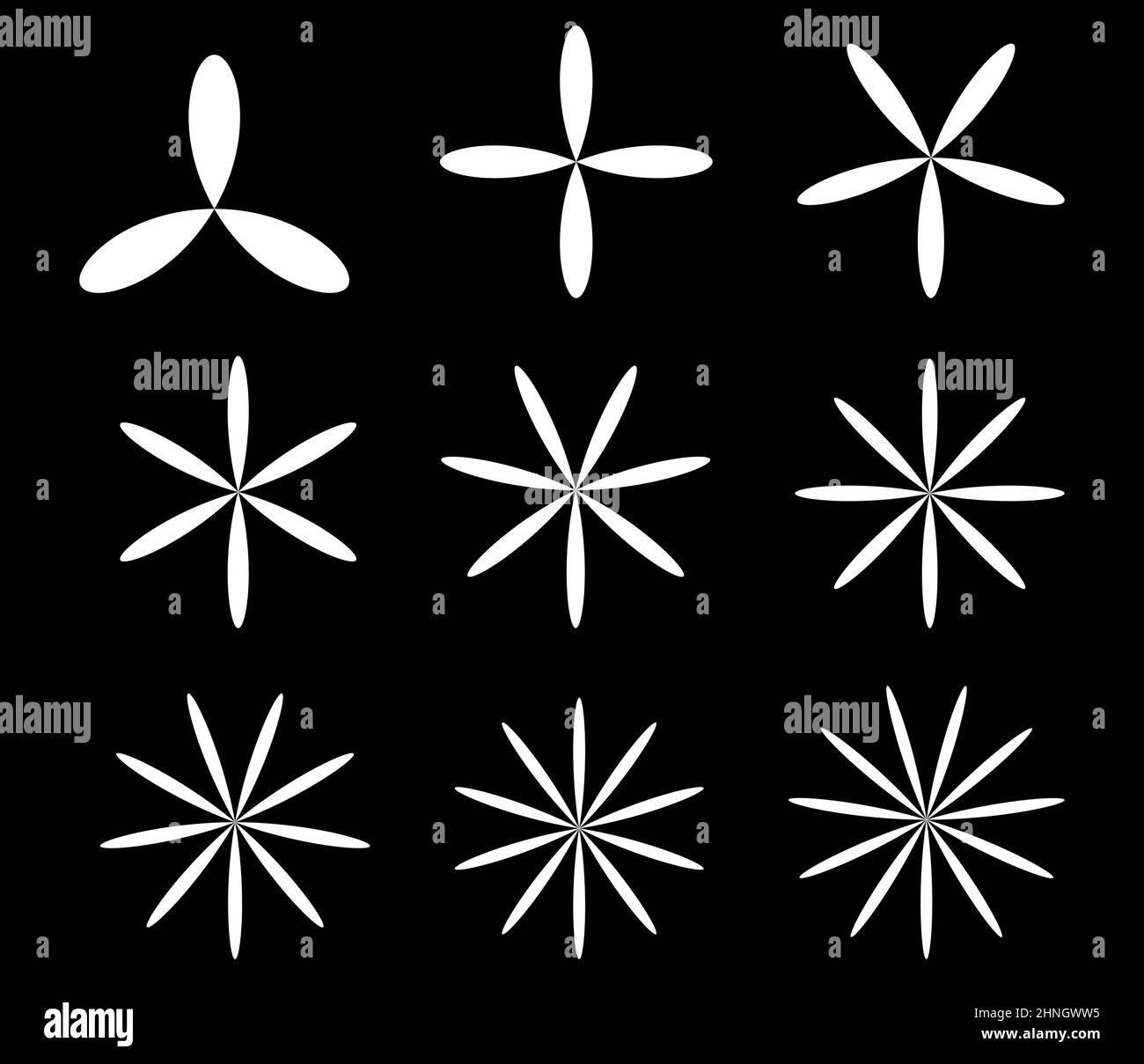 Simple flower shapes, petals silhouette - stock vector illustration ...