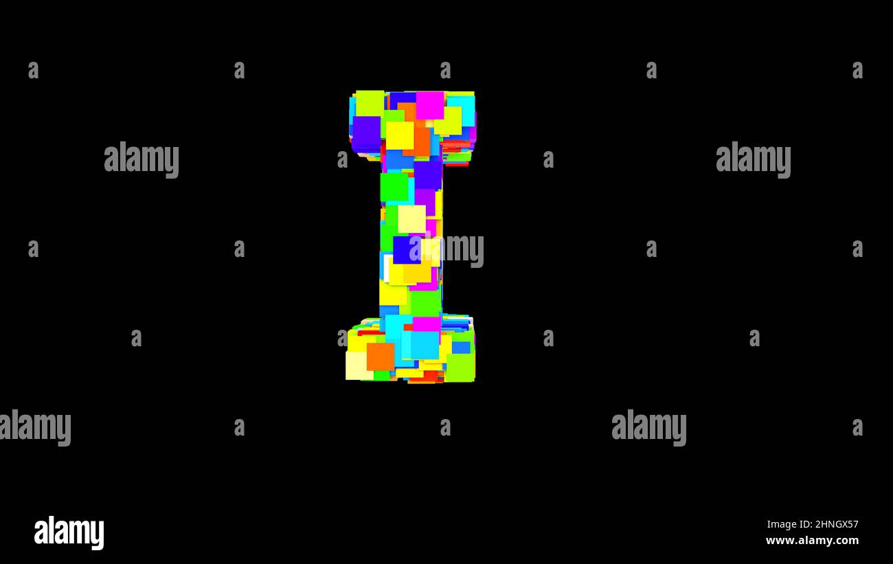 Letter I. 3D Bright colored uppercase large letter of the alphabet I on ...