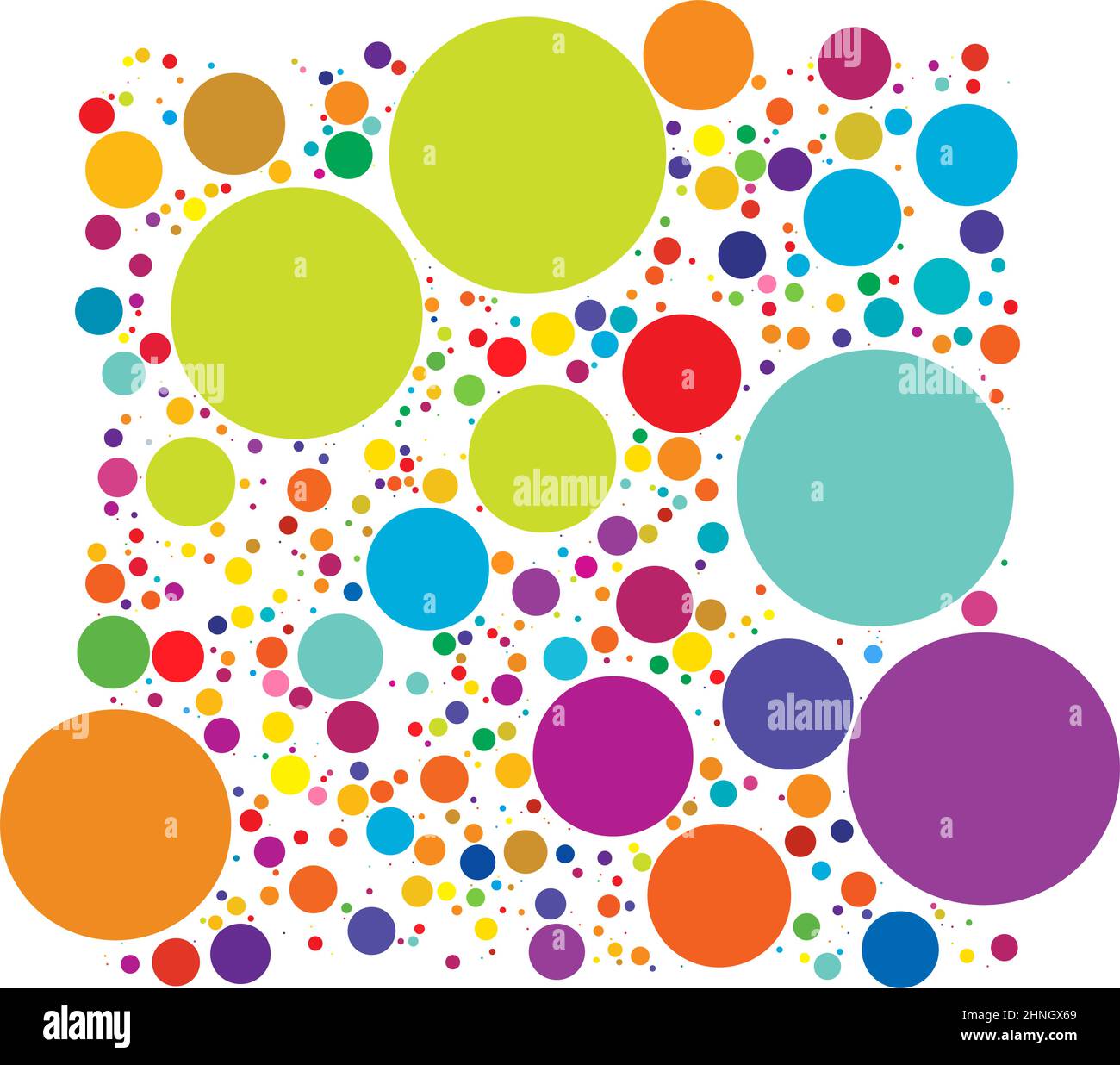 Colorful random, diffuse circles, dots pattern. Scattered speckles ...