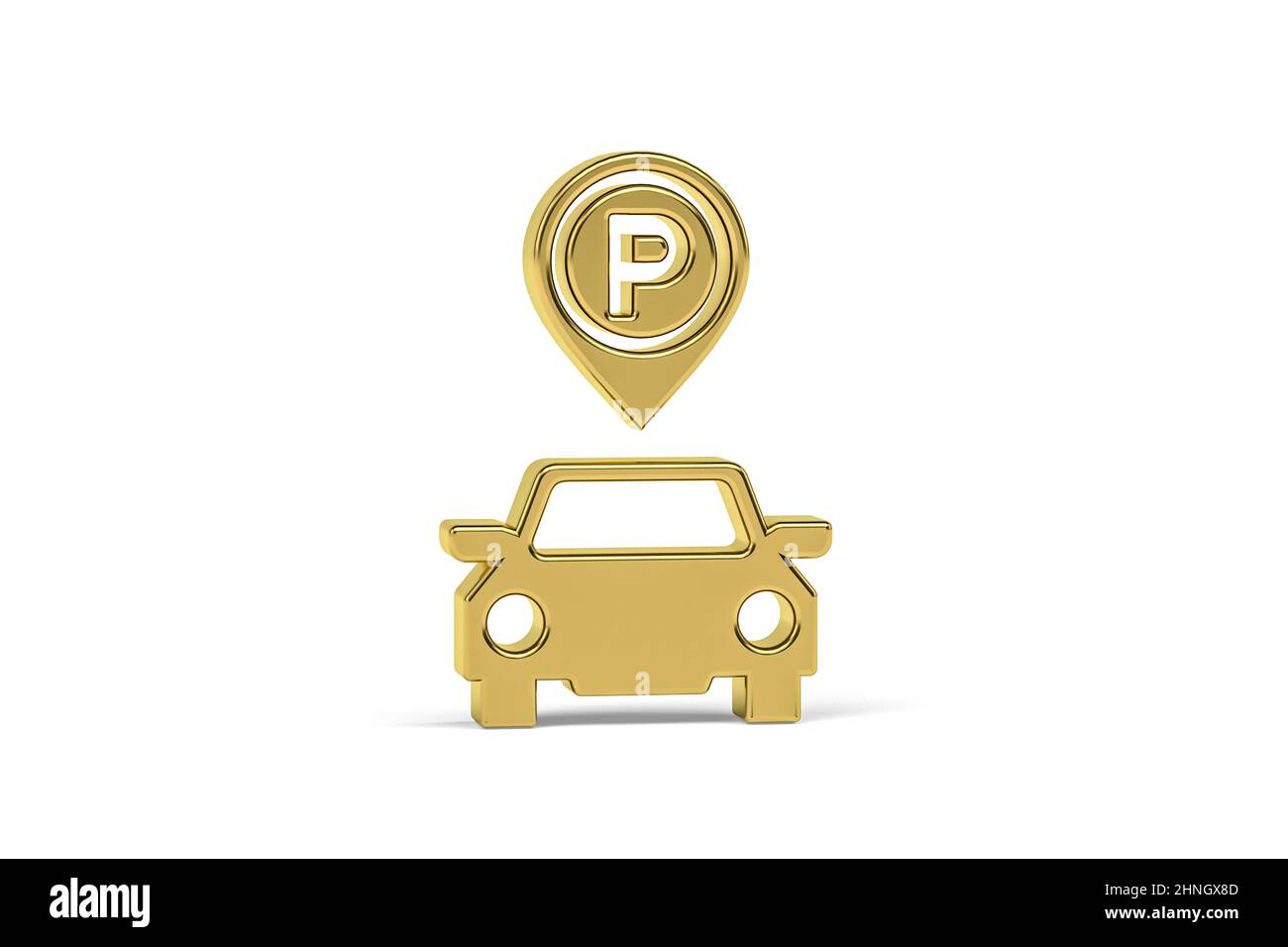 Golden 3d parking icon isolated on white background - 3d render Stock ...