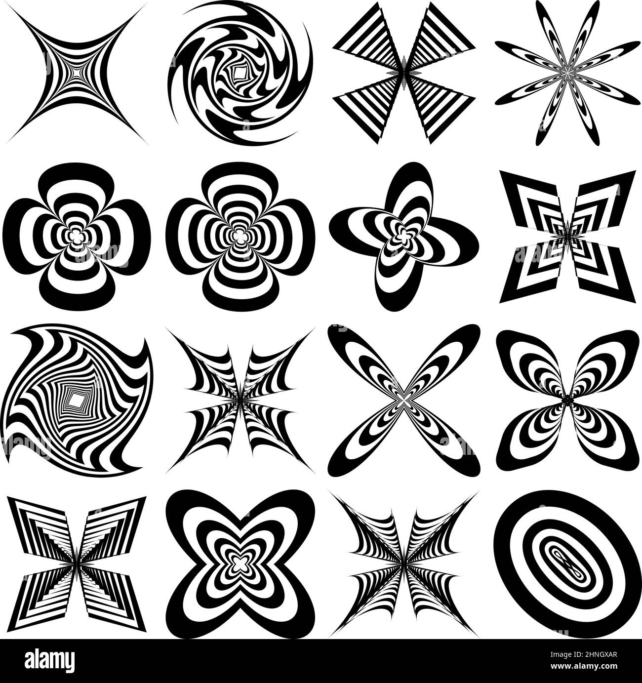Abstract op-art element(s). Optical, visual art shapes, icons, symbols ...