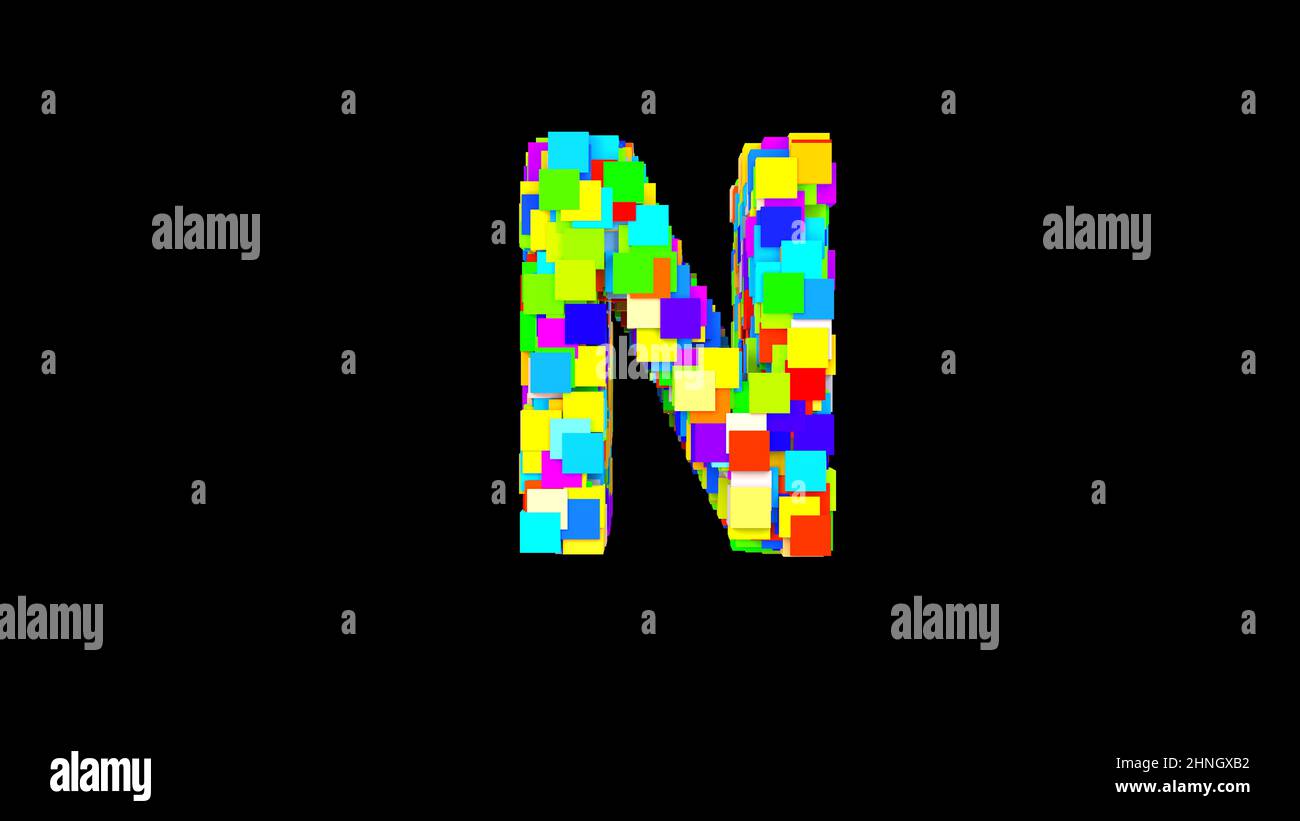 Letter N. 3D Bright colored uppercase large letter of the alphabet N on ...