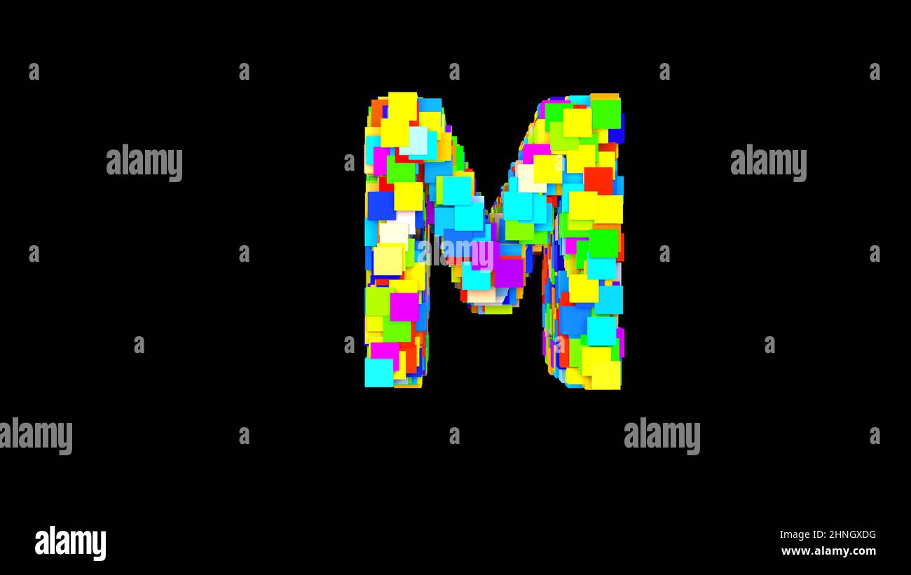 Letter M. 3D Bright colored uppercase large letter of the alphabet M on ...