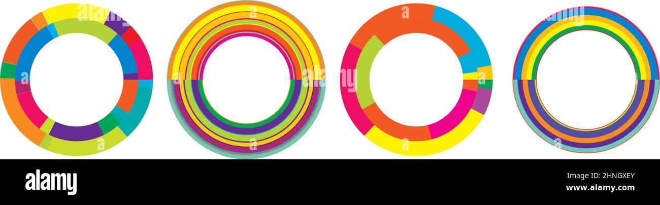 Set of abstract circle graphic. Geometric circle, ring design element ...