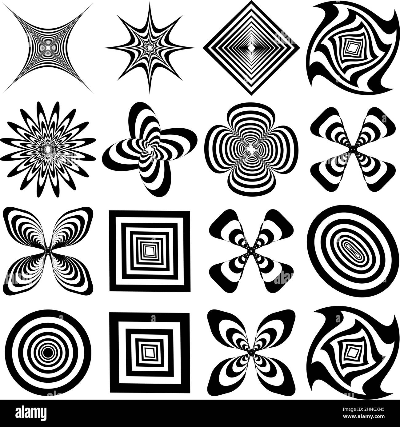 Abstract op-art element(s). Optical, visual art shapes, icons, symbols ...