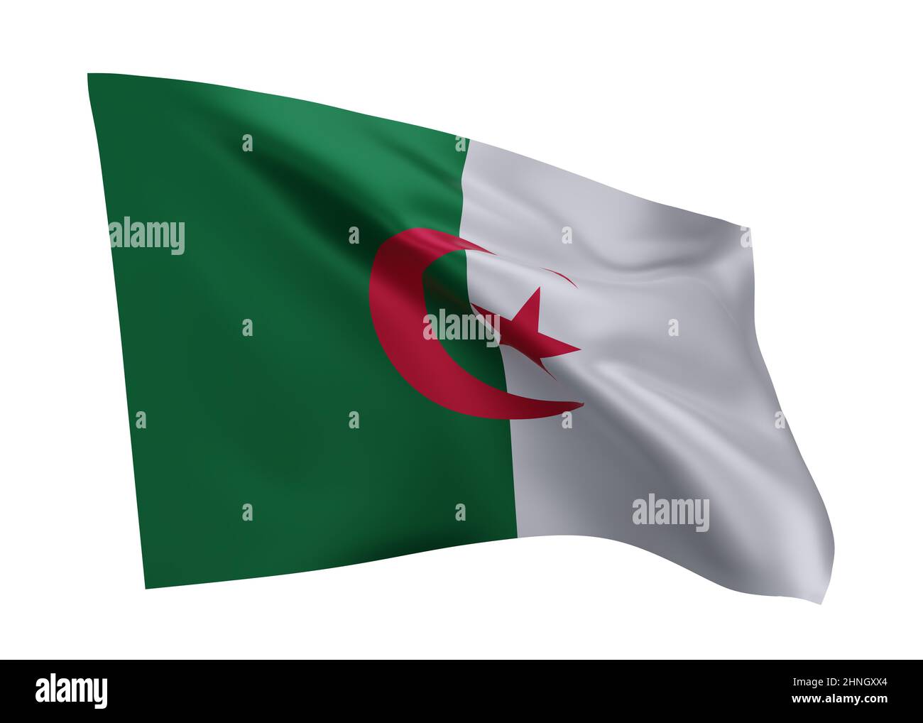 3d illustration flag of Algeria. Algerian high resolution flag isolated against white background ...