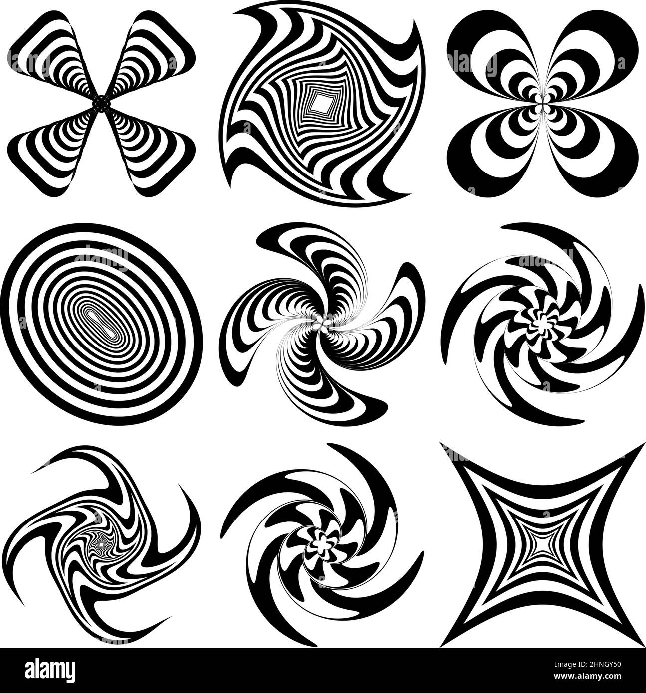 Abstract op-art element(s). Optical, visual art shapes, icons, symbols ...