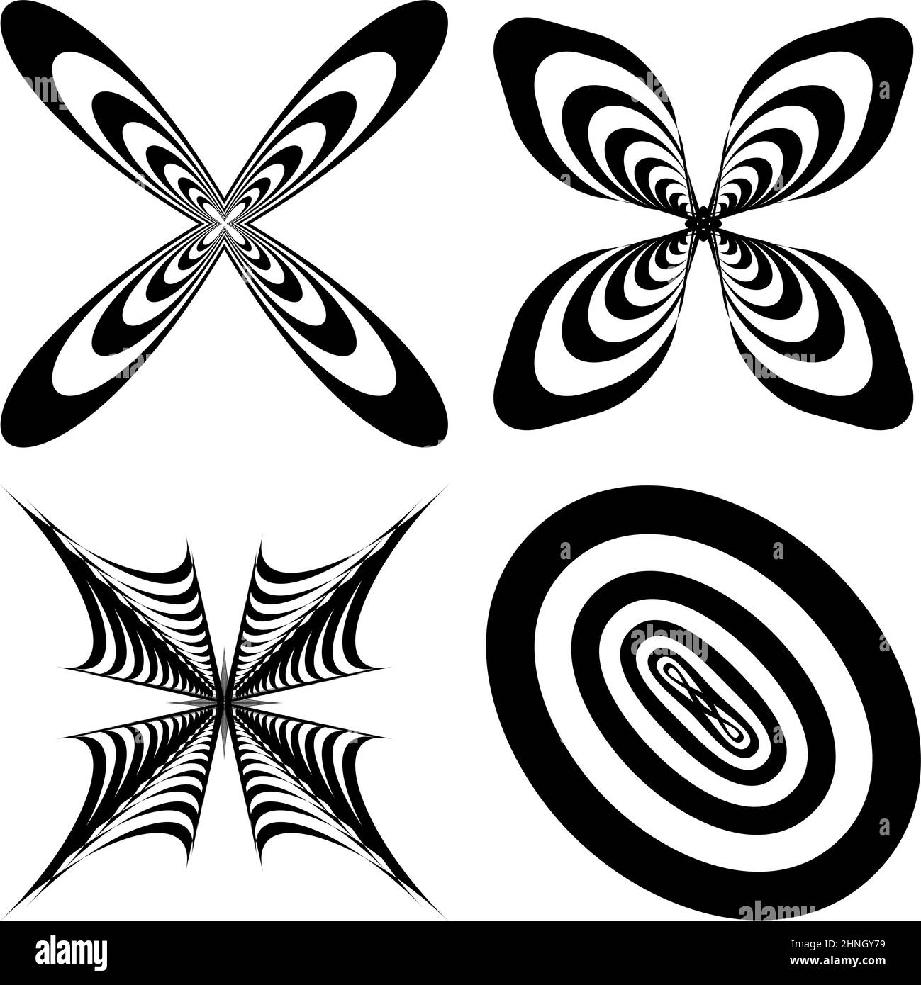 Abstract op-art element(s). Optical, visual art shapes, icons, symbols ...