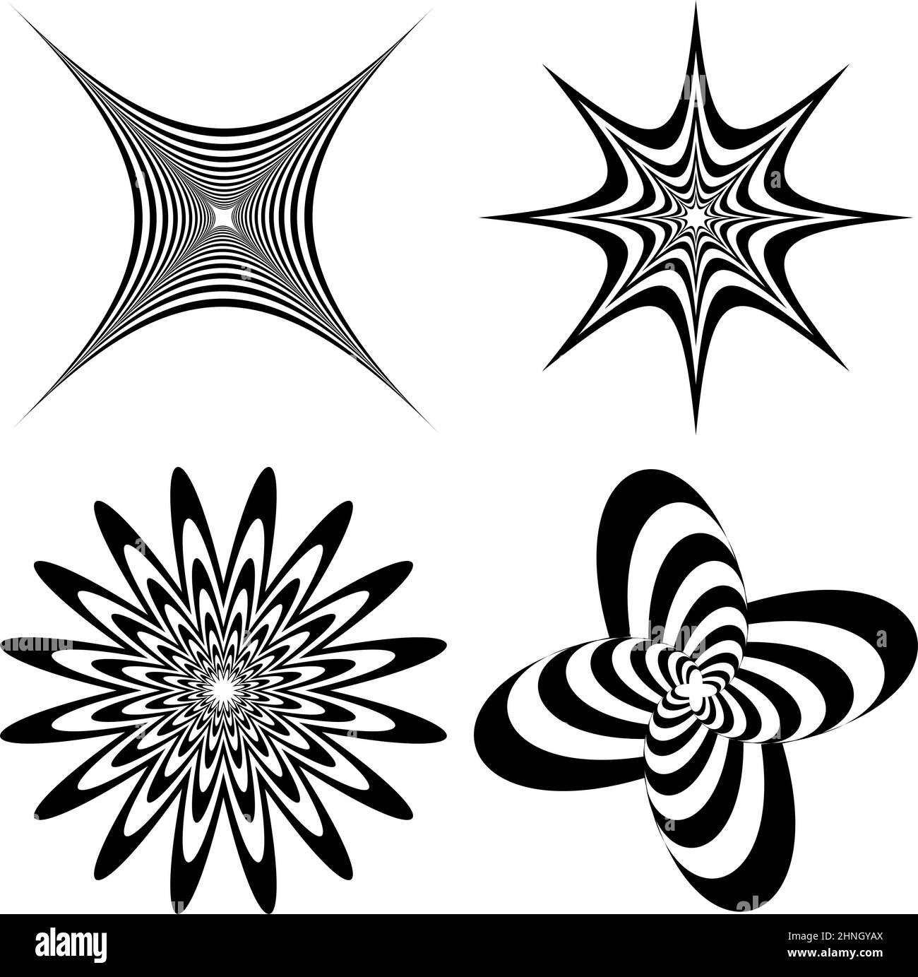 Abstract op-art element(s). Optical, visual art shapes, icons, symbols ...