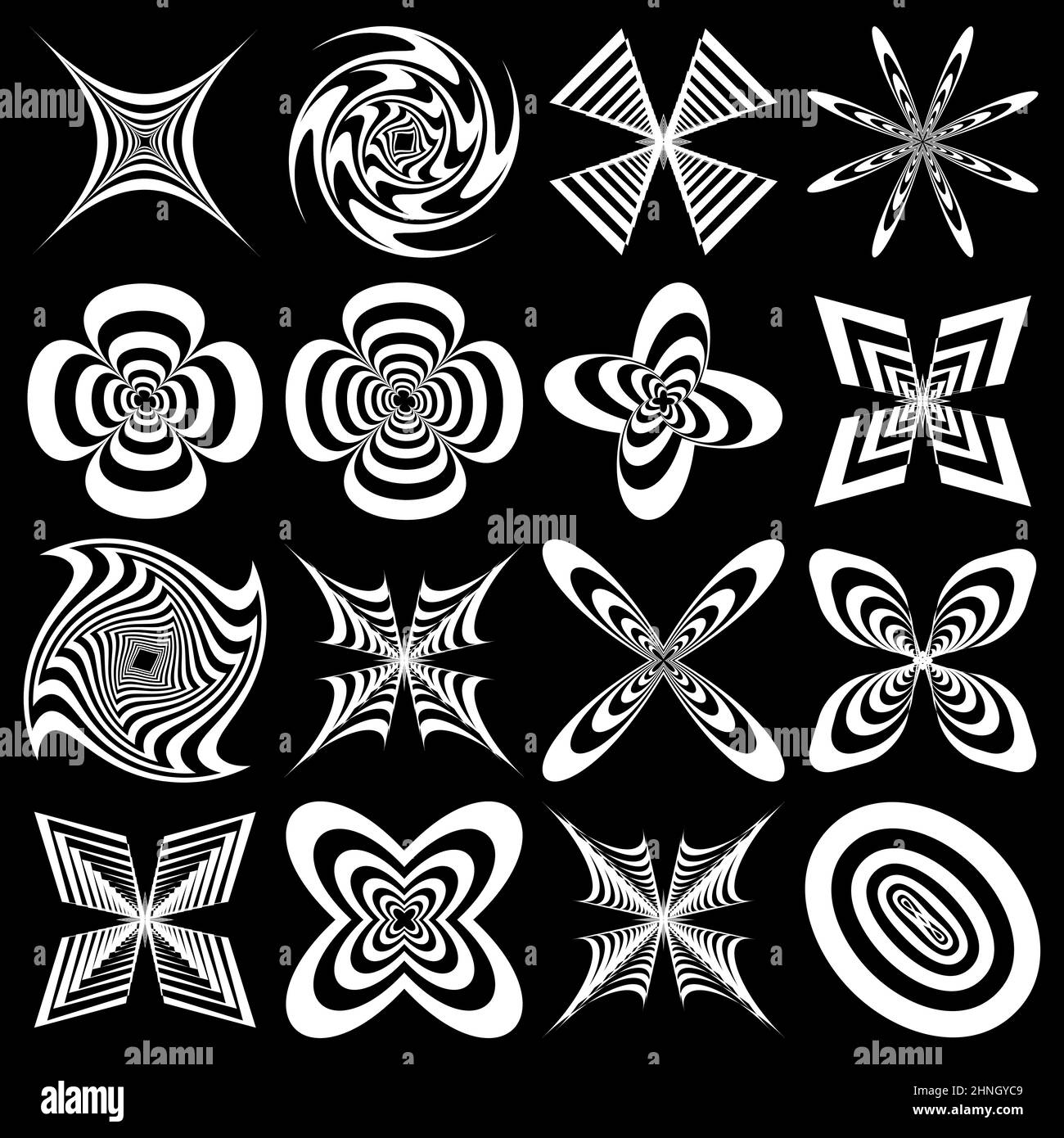 Abstract op-art element(s). Optical, visual art shapes, icons, symbols ...