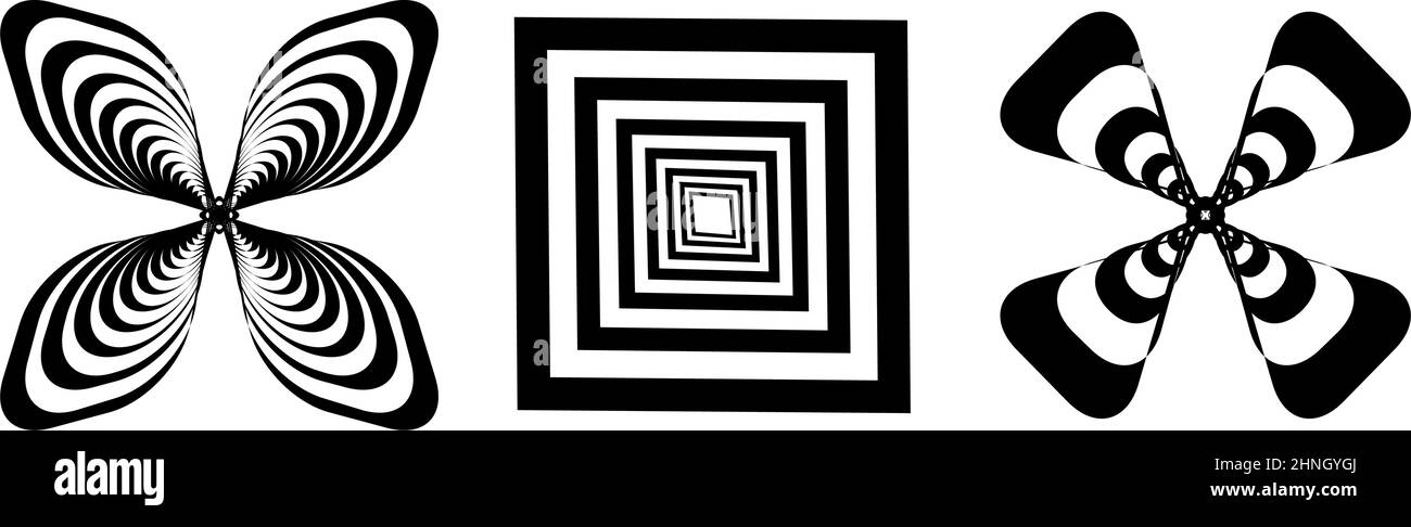 Abstract op-art element(s). Optical, visual art shapes, icons, symbols ...