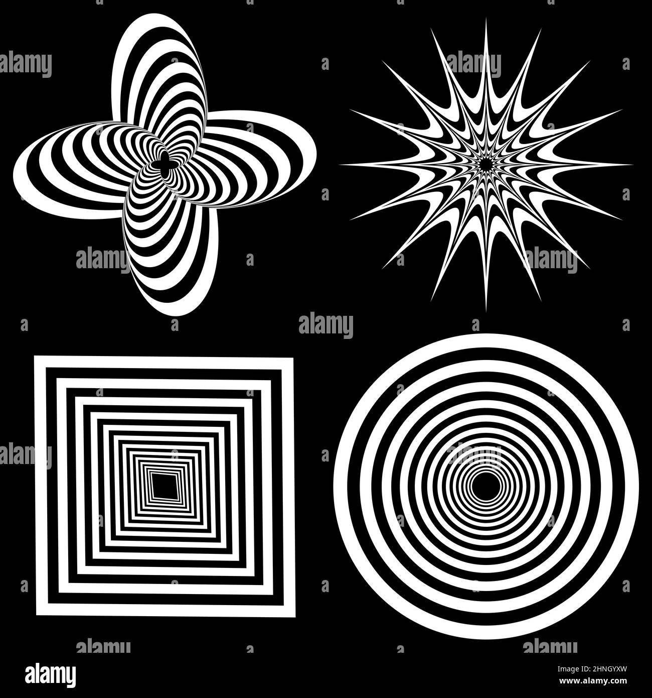 Abstract op-art element(s). Optical, visual art shapes, icons, symbols ...