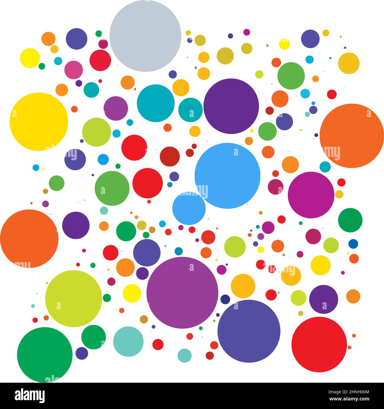 Colorful random, diffuse circles, dots pattern. Scattered speckles ...