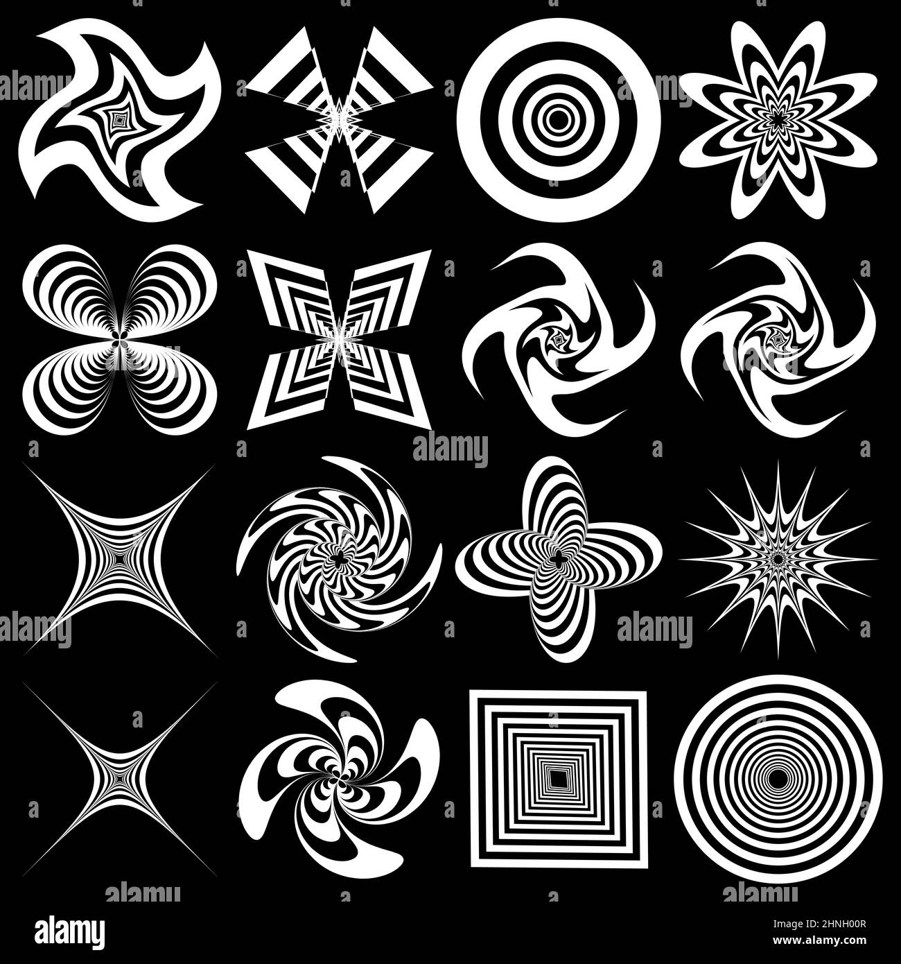 Abstract op-art element(s). Optical, visual art shapes, icons, symbols ...
