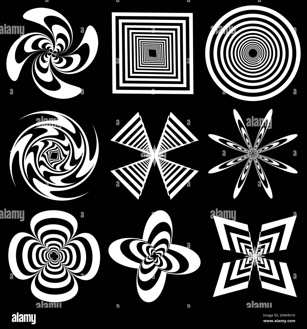 Abstract op-art element(s). Optical, visual art shapes, icons, symbols ...