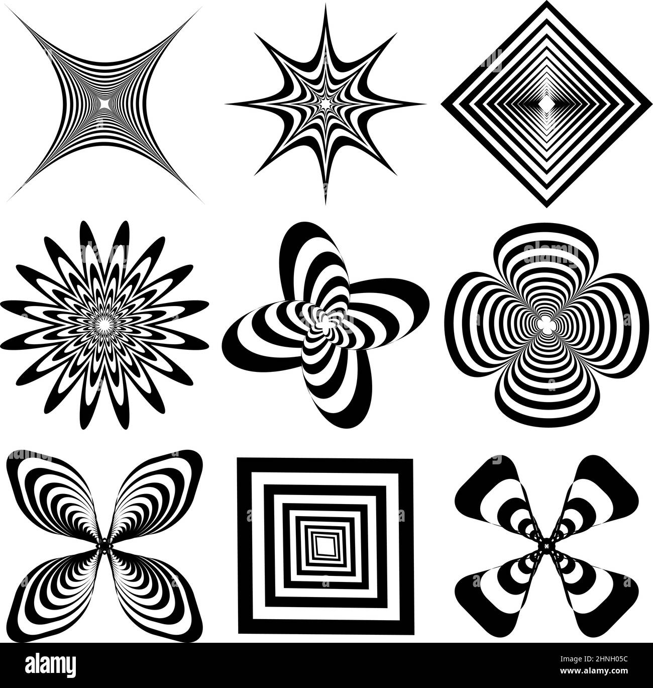 Abstract op-art element(s). Optical, visual art shapes, icons, symbols ...
