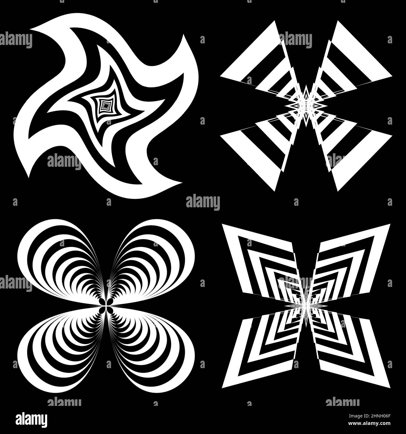 Abstract op-art element(s). Optical, visual art shapes, icons, symbols ...
