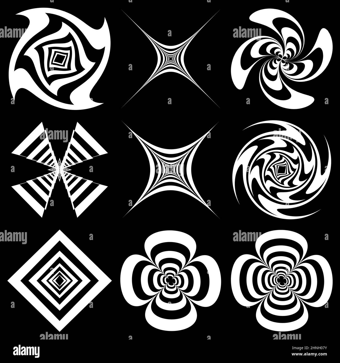 Abstract op-art element(s). Optical, visual art shapes, icons, symbols ...