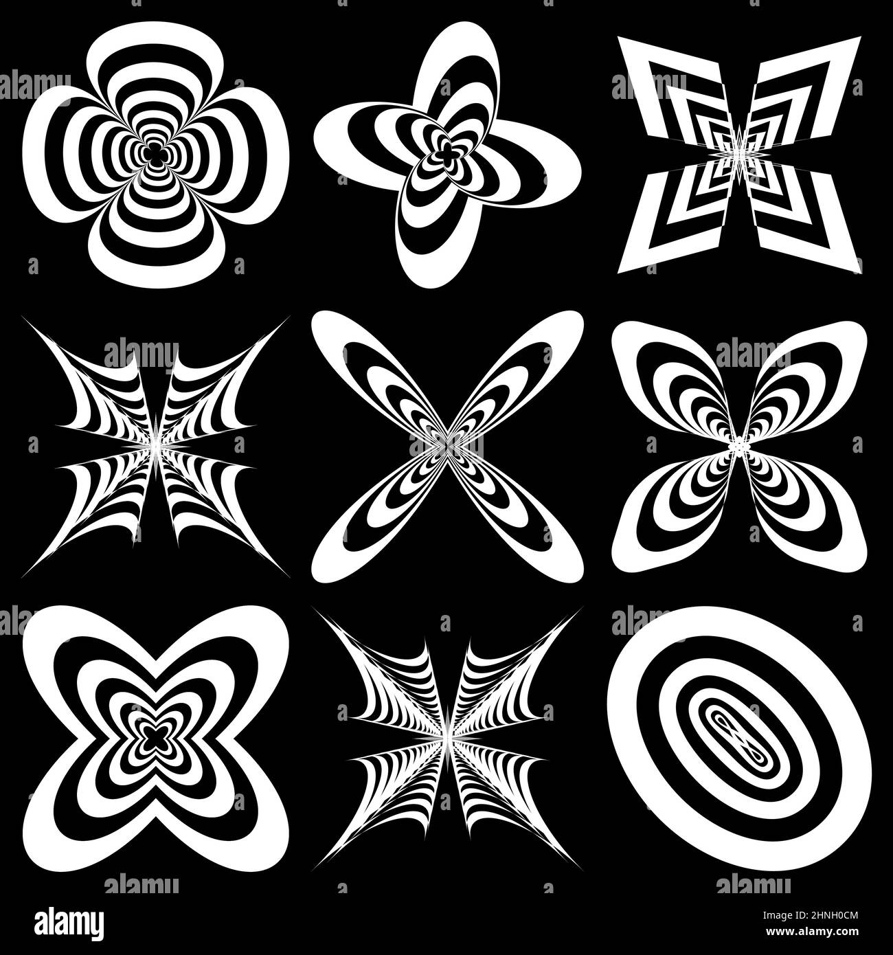 Abstract op-art element(s). Optical, visual art shapes, icons, symbols ...