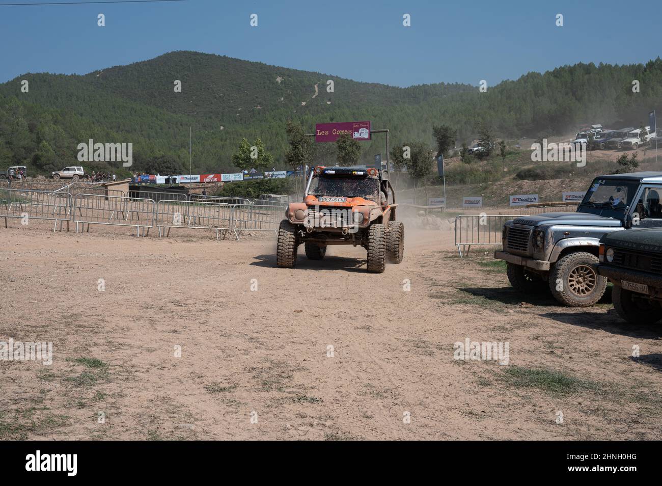 Modified Land Rover Defender crawler in the field Stock Photo - Alamy