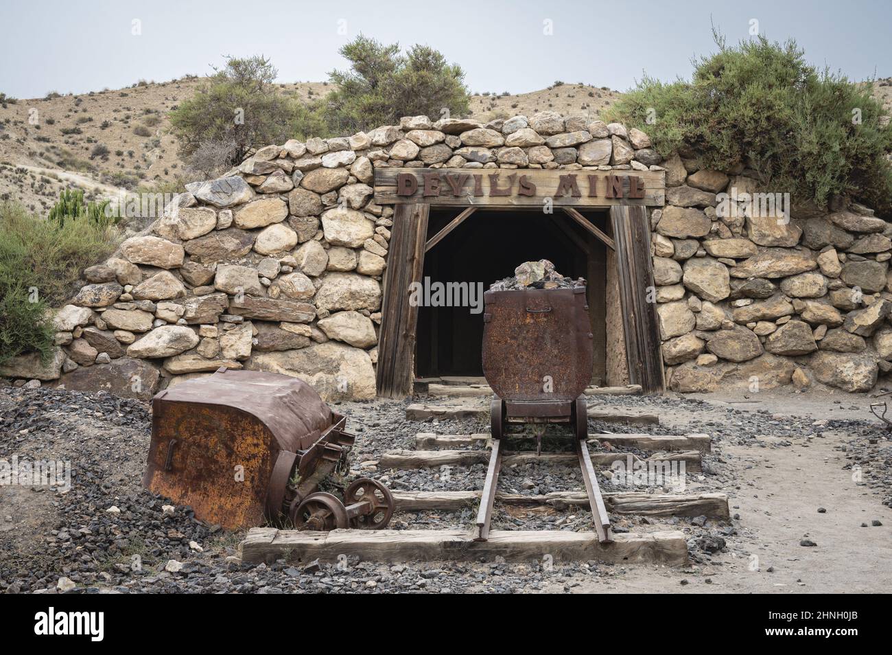 Rusty wagon in the old abandoned gold mine in the old west Stock Photo ...
