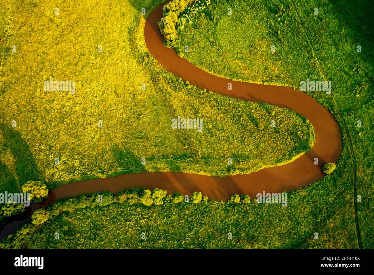 Captivating scene of the river valley from a bird's eye view. Location ...