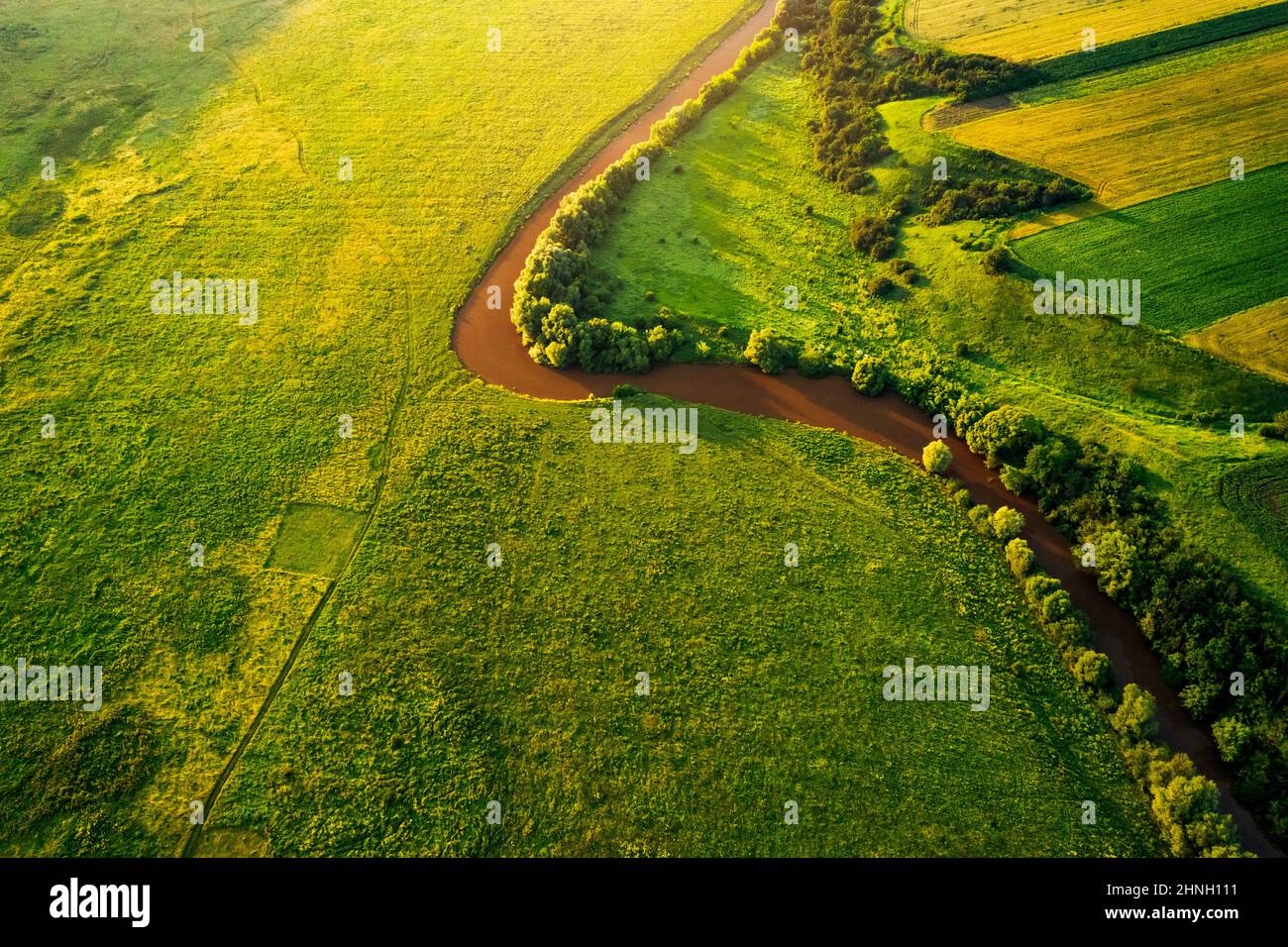 Captivating scene of the river valley from a bird's eye view. Location ...