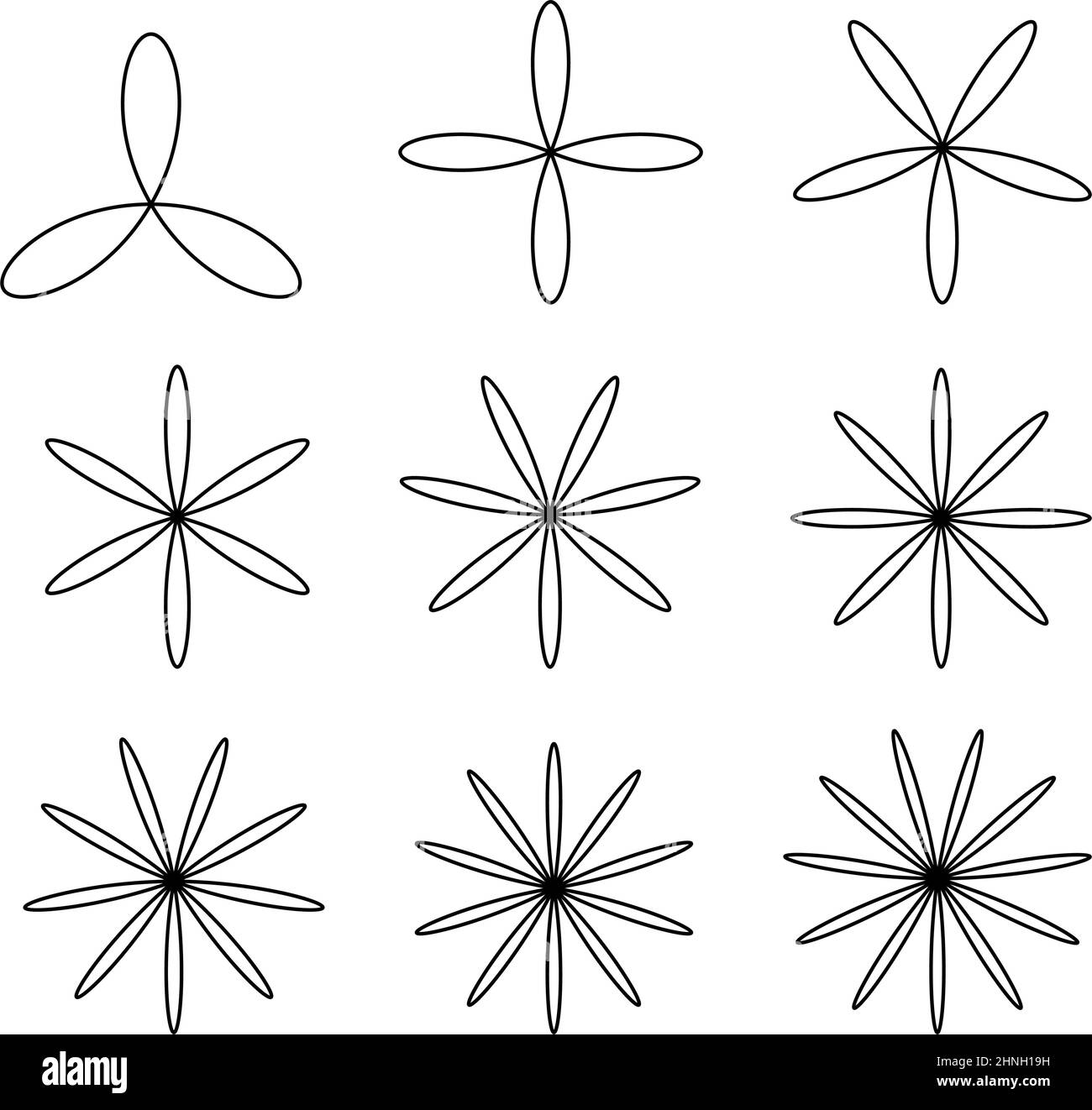 Simple flower shapes, petals silhouette - stock vector illustration ...
