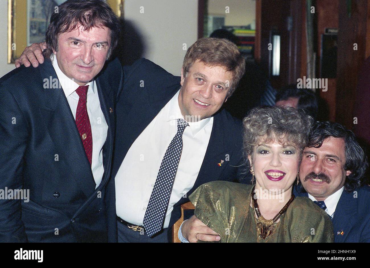 Romanian artists in Los Angeles, USA, 1990. From left to right: singers ...