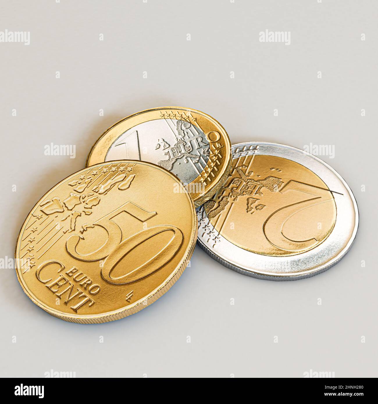 euro coins isolated on white background 3d illustration Stock Photo - Alamy