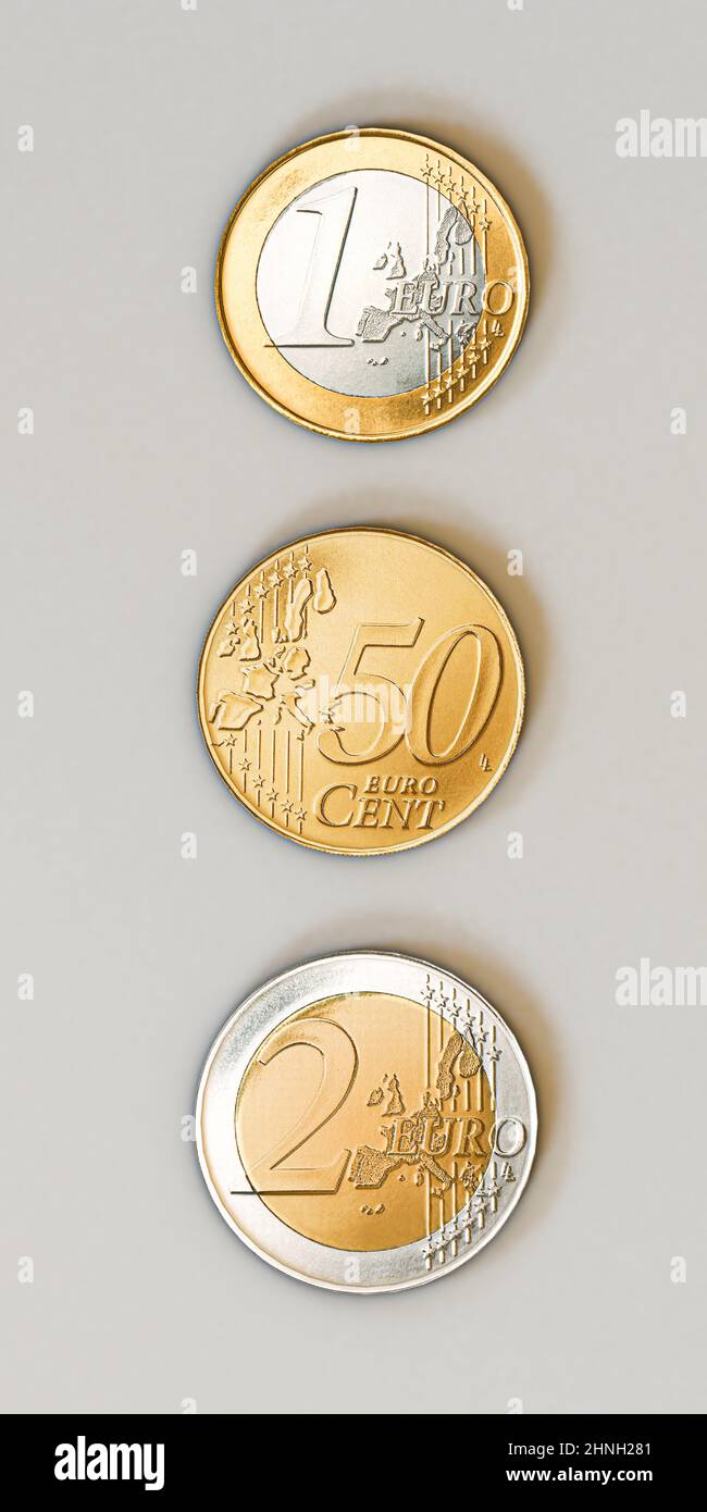 euro coins isolated on white background 3d illustration Stock Photo - Alamy
